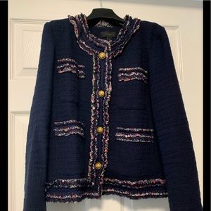 J. Crew | Jackets & Coats | Jcrew Tweed Navy Jacket With Stunning ...